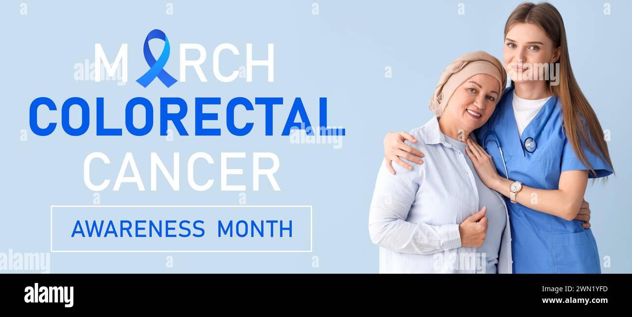 Awareness banner for National Colorectal Cancer Awareness Month with ...
