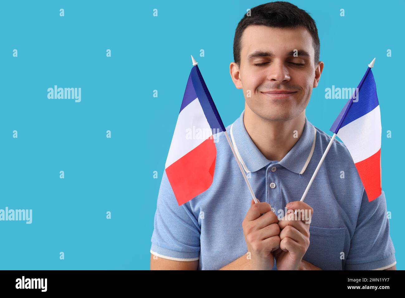 Handsome man flags france hi-res stock photography and images - Alamy