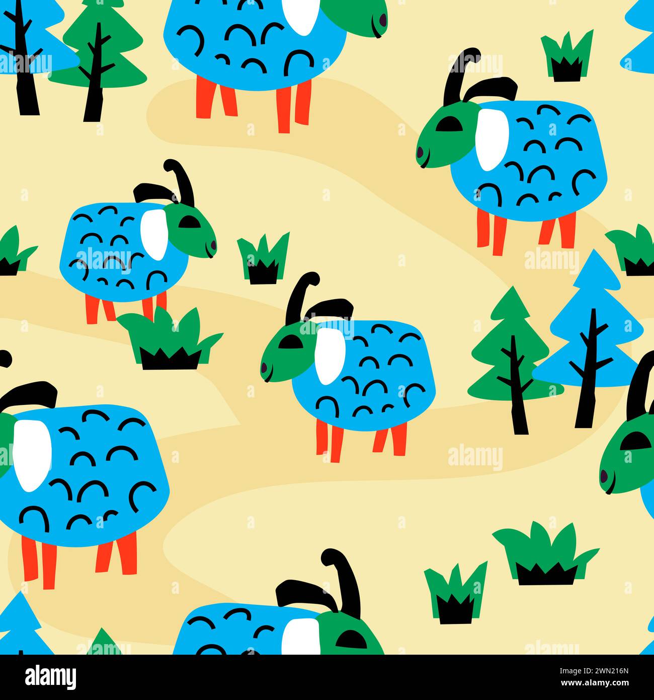 Farm animal and nature paper craft, seamless print Stock Vector Image ...