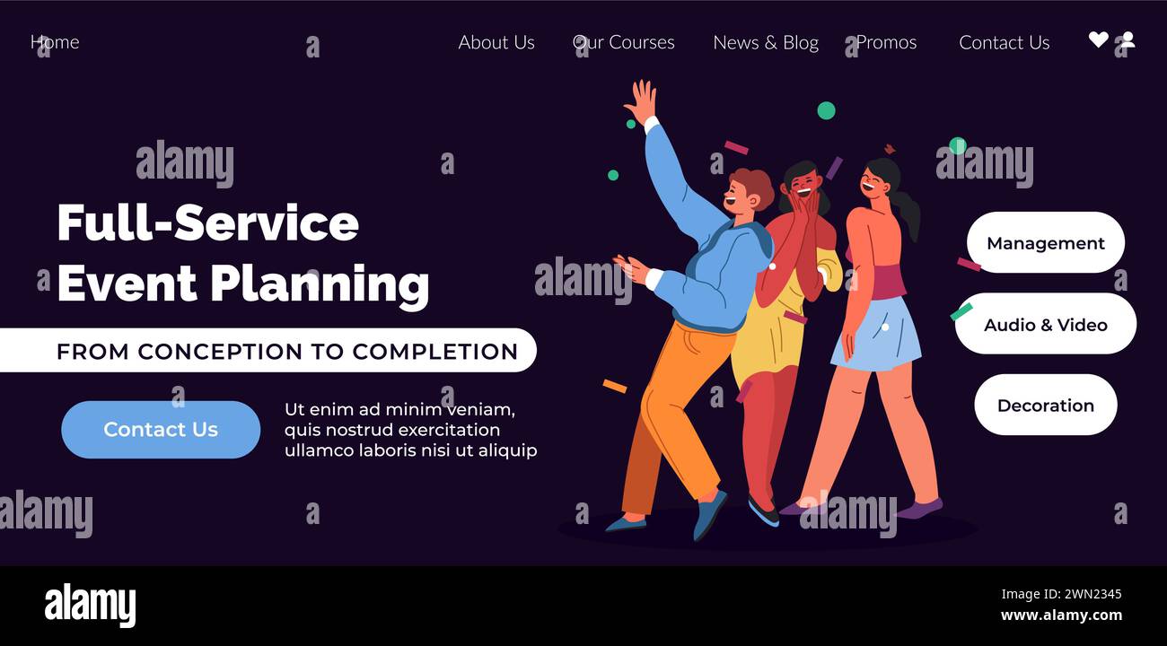 Full service event planning, website page site Stock Vector Image & Art ...