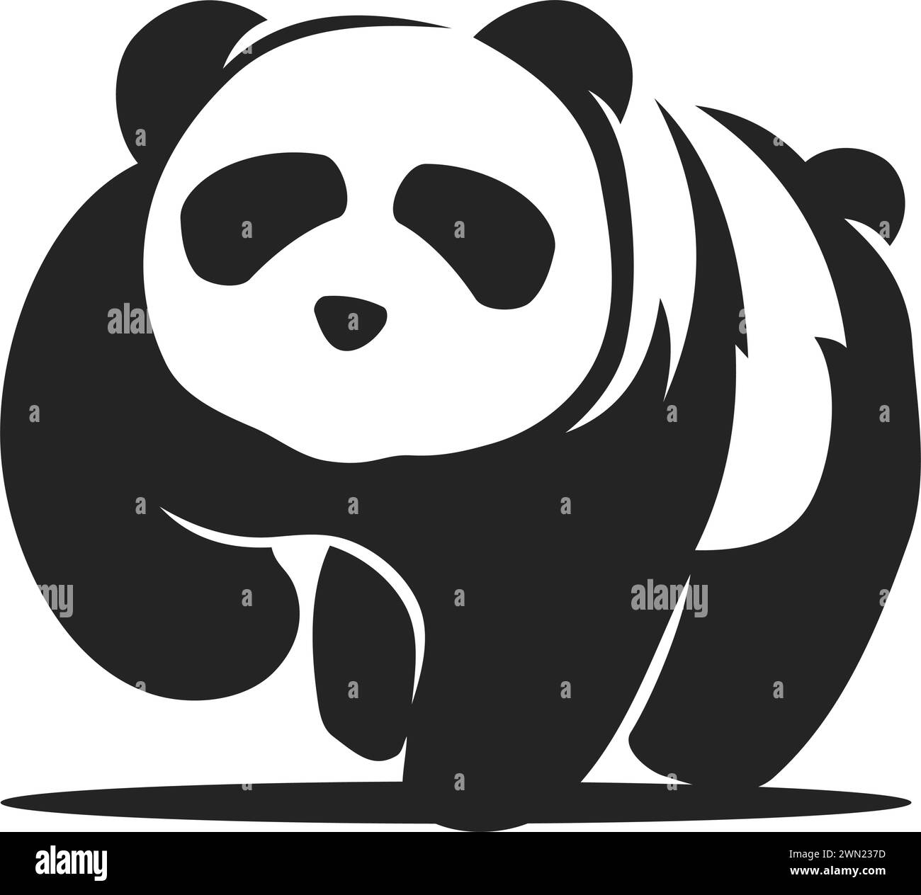 Vector logo illustration panda Black and White Stock Photos & Images ...