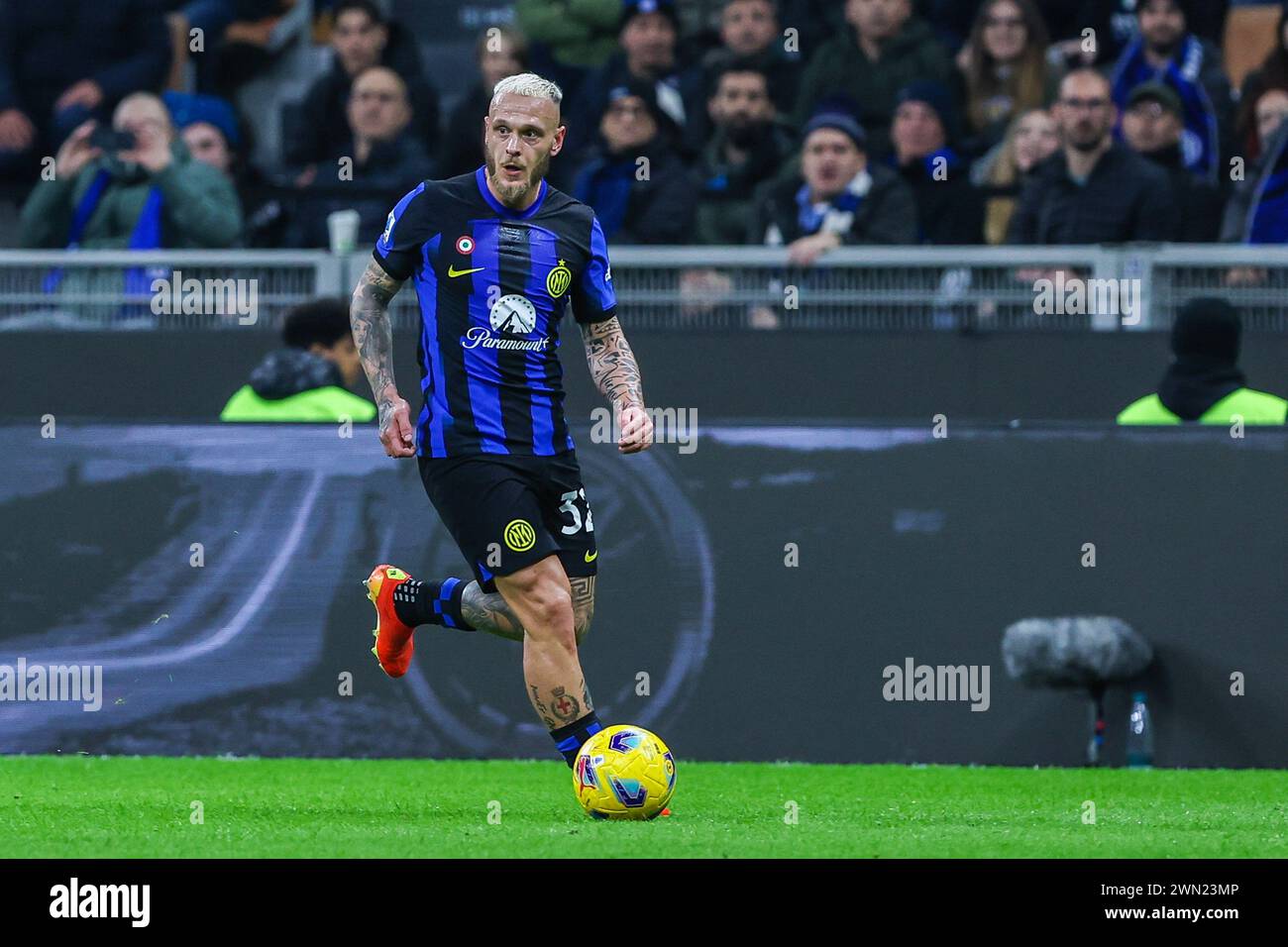 Milan, Italy. 28th Feb, 2024. Federico Dimarco of FC Internazionale seen in action during the ...