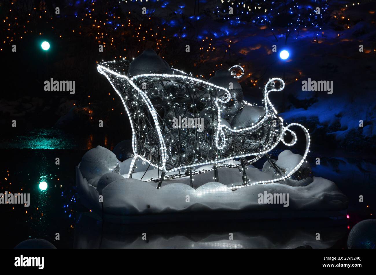 Santa Sleigh with Lights Stock Photo - Alamy