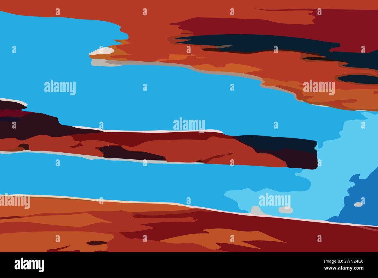 abstract blue lake land art paint background vector Stock Vector Image ...