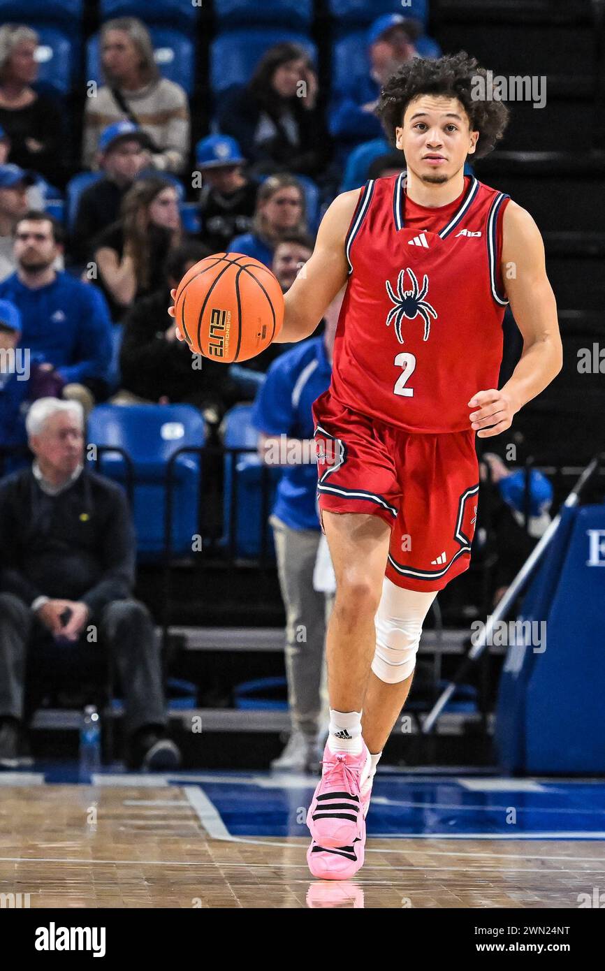 FEBRUARY 28, 2024: Richmond Spiders guard Jordan King (2) starts to ...