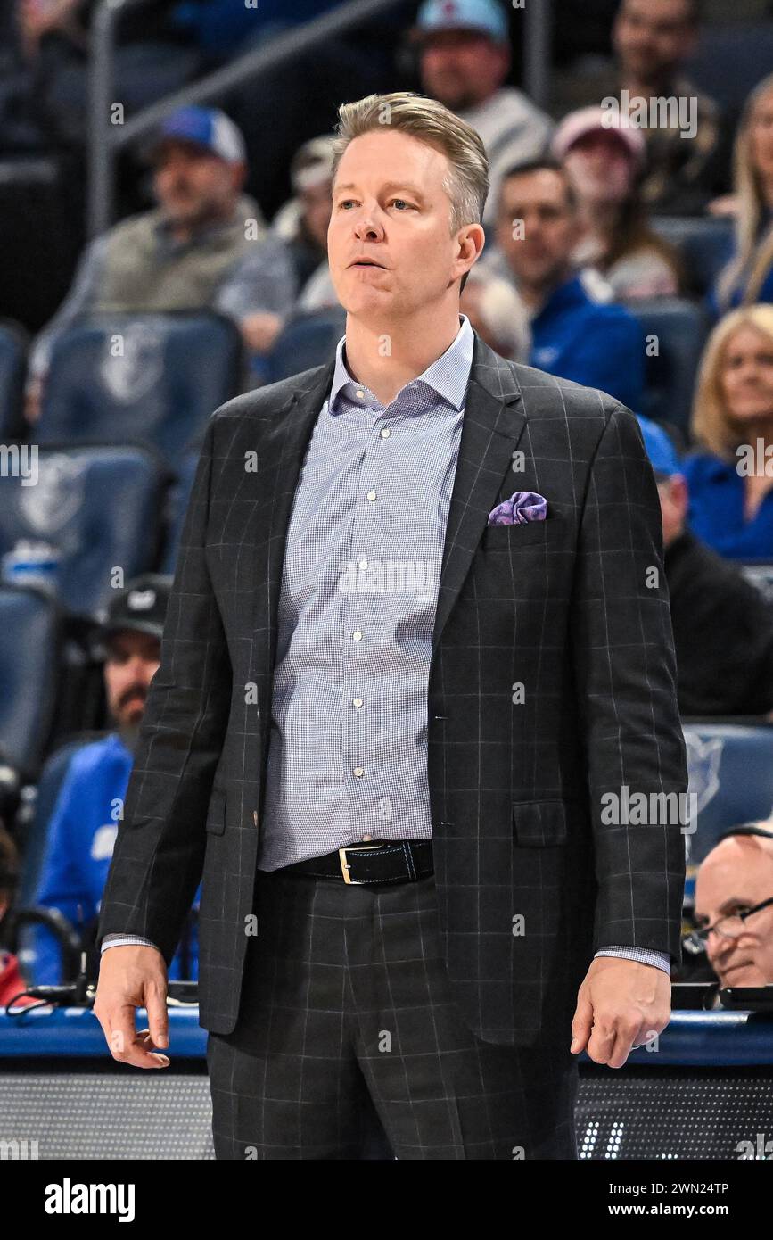 FEBRUARY 28, 2024: Richmond Spiders head coach Chris Mooney watches the ...