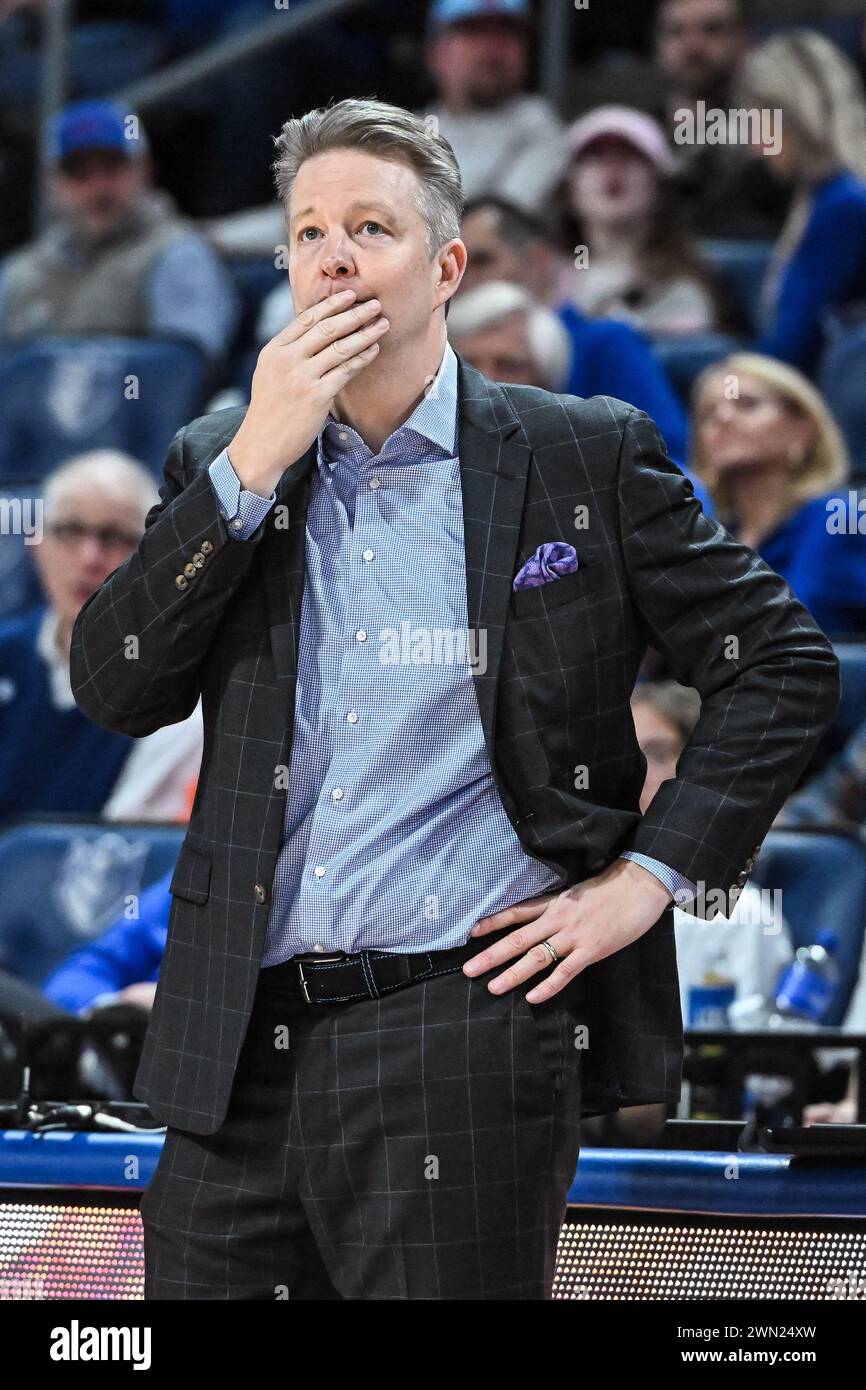 FEBRUARY 28, 2024: Richmond Spiders head coach Chris Mooney watches ...