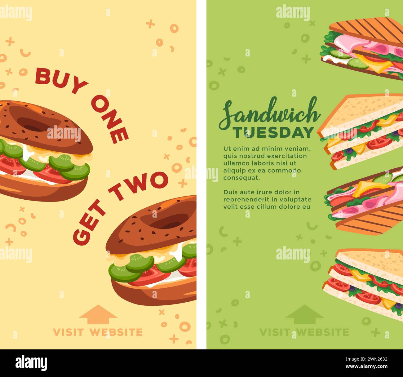 Buy one get two, tuesday sandwich promo banner Stock Vector Image & Art ...