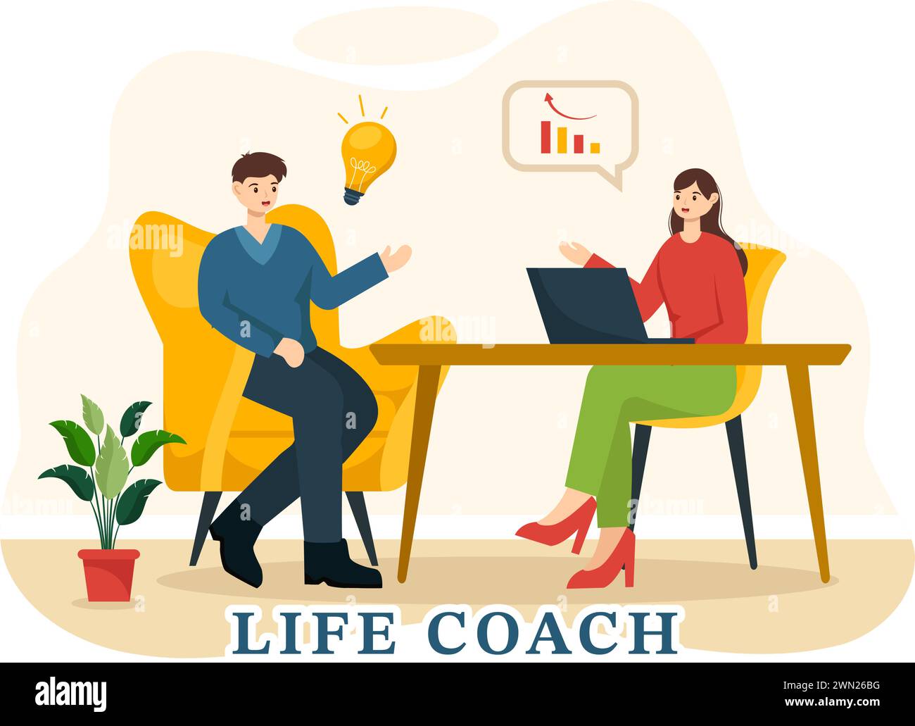 Life Coach Vector Illustration for Consultation, Education, Motivation ...