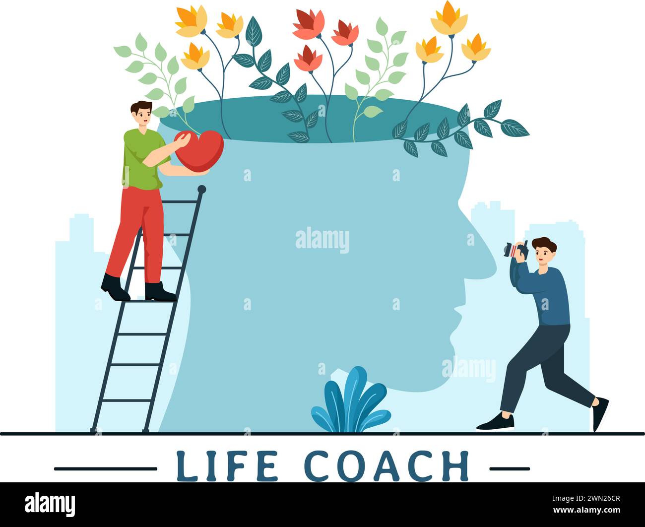 Life Coach Vector Illustration for Consultation, Education, Motivation ...
