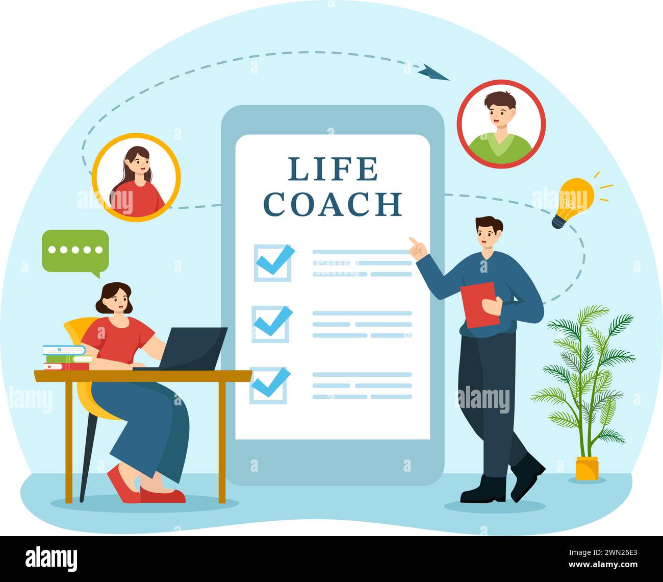 Life Coach Vector Illustration for Consultation, Education, Motivation ...