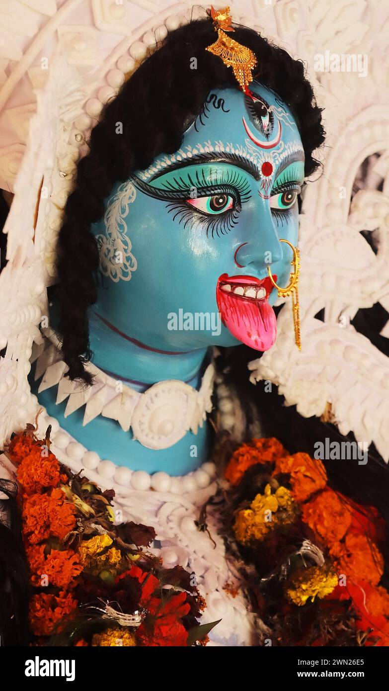 idol of hindu goddess maa kali, indian traditional festival kali puja ...