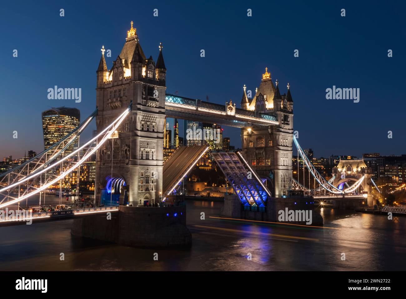 Tower Bridge Open At Night