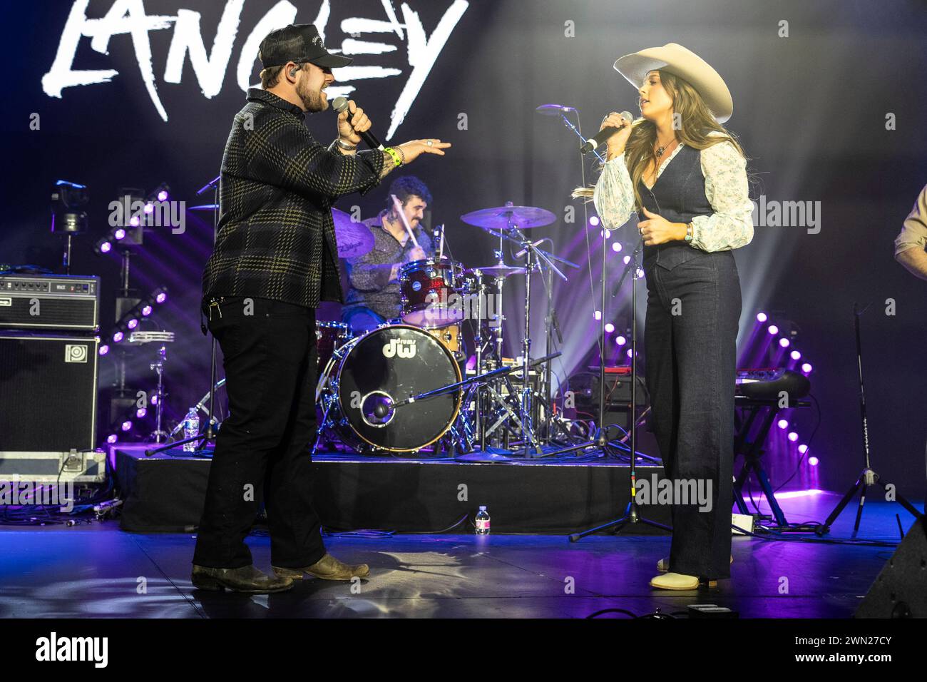 Kameron Marlowe, left, and Ella Langley perform during Amazon Music ...