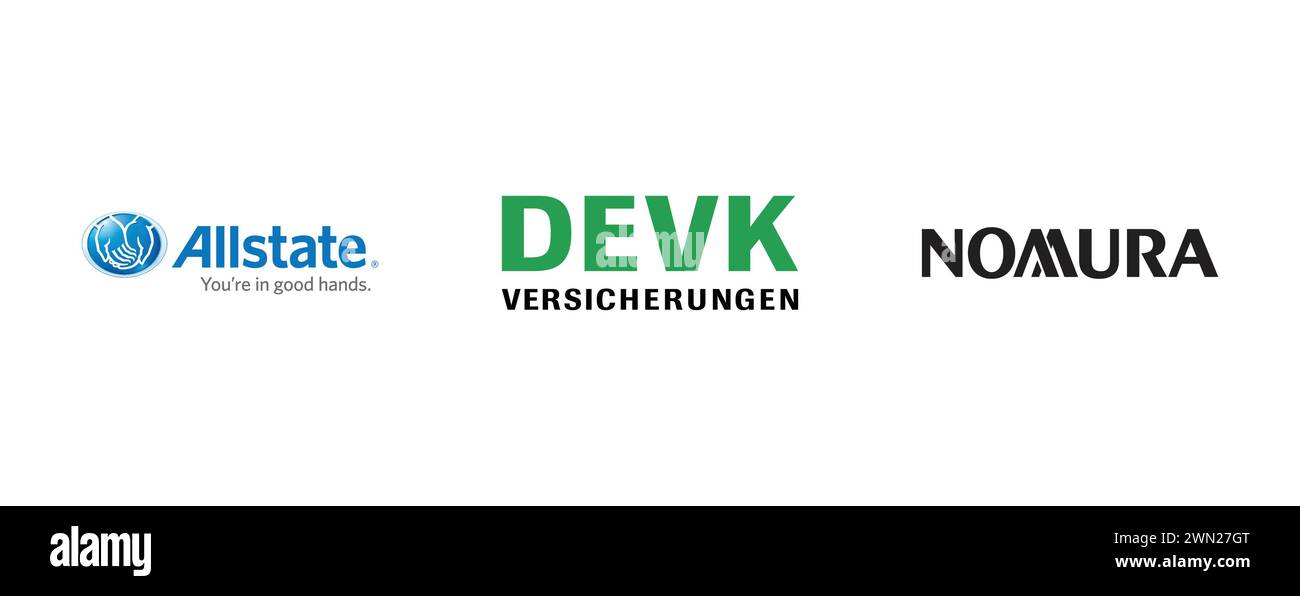 DEVK Versicherungen, Nomura, Allstate. vector illustration isolated on ...