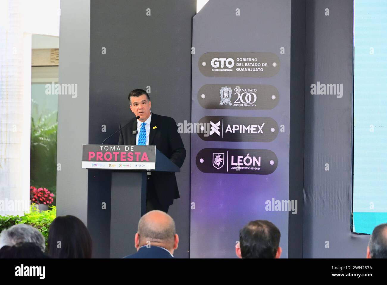 LEON, MEXICO - FEB 28. Fernando Padilla Padilla, APIMEX board director ...