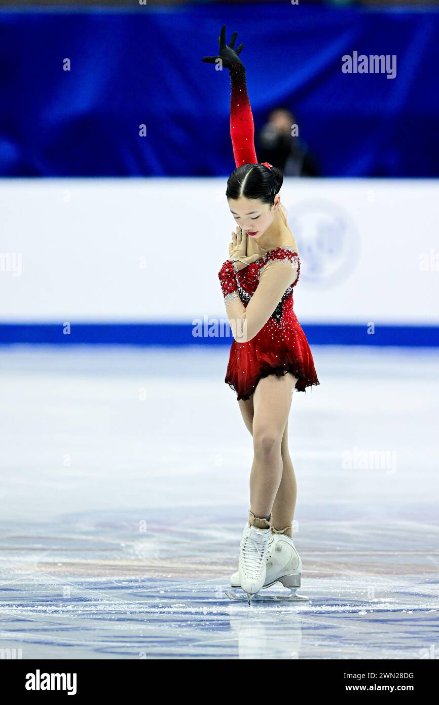 Sherry ZHANG (USA), during Junior Women Short Program, at the ISU World ...