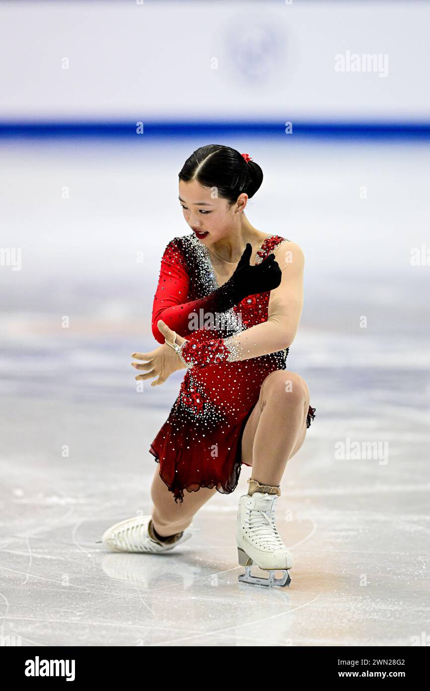 Sherry ZHANG (USA), during Junior Women Short Program, at the ISU World Junior Figure Skating ...