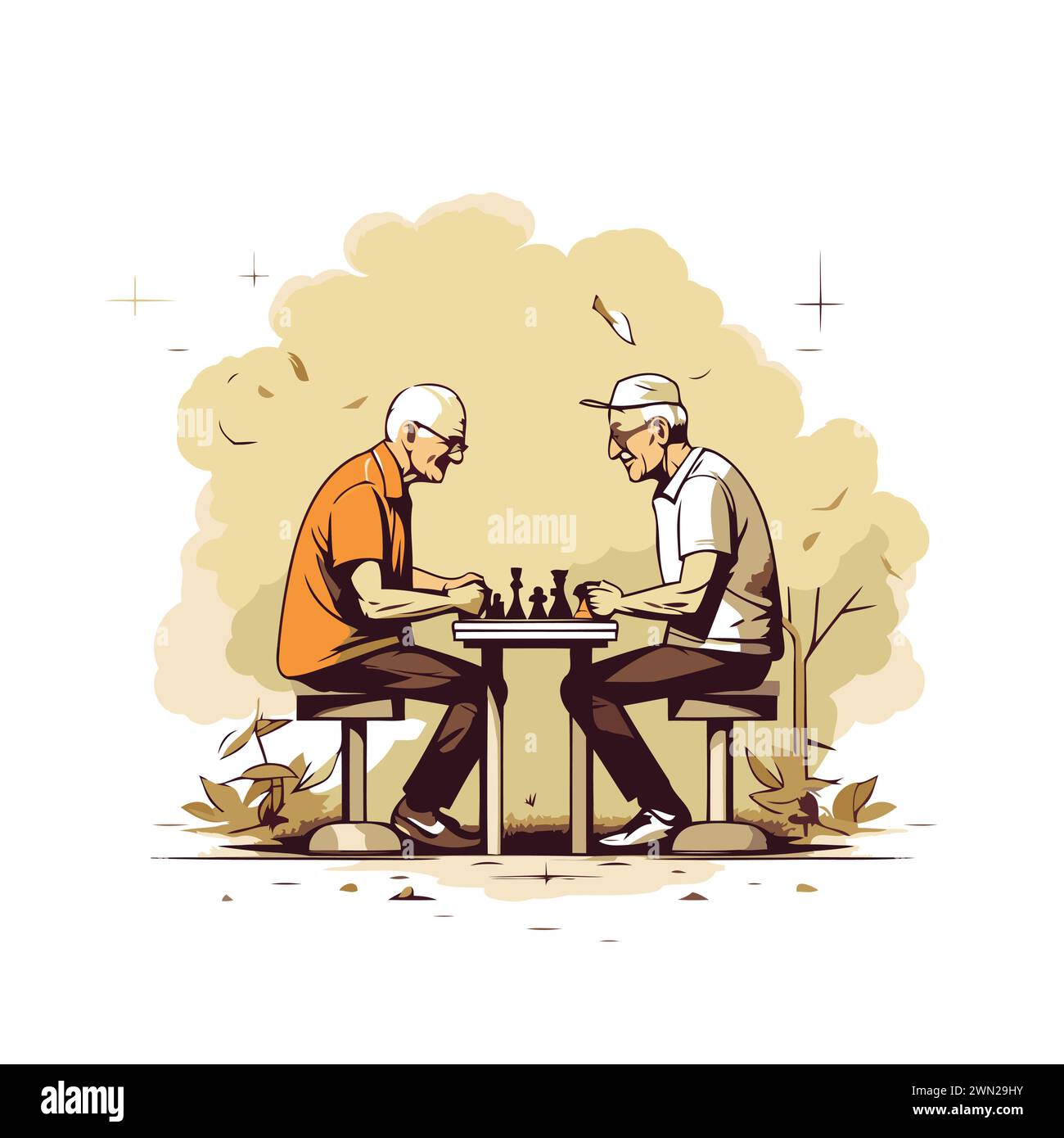 Old men playing Stock Vector Images - Alamy