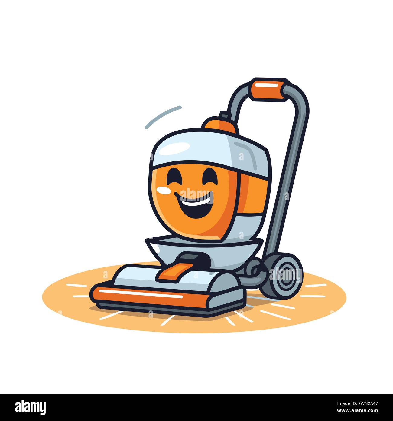 Cute Cartoon Vacuum Cleaner Character Vector Illustration Isolated On White Background Stock
