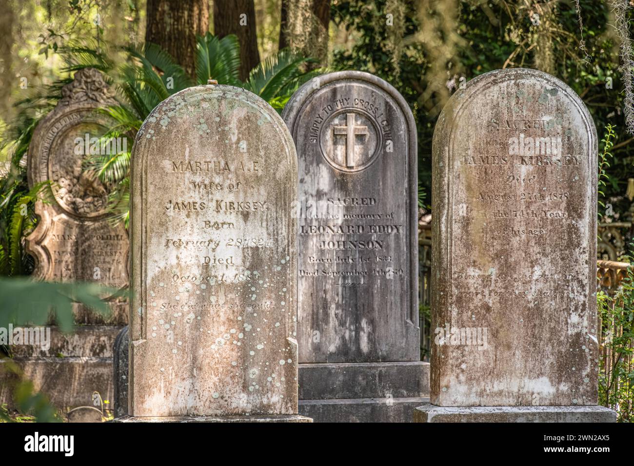 19th Century tombstones at historic Bonaventure Cemetery in Savannah ...