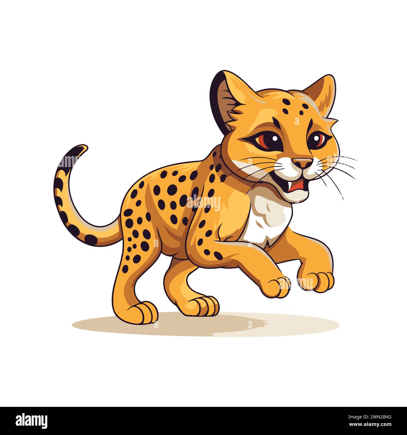 Cartoon cheetah isolated on white background. Vector illustration Stock ...
