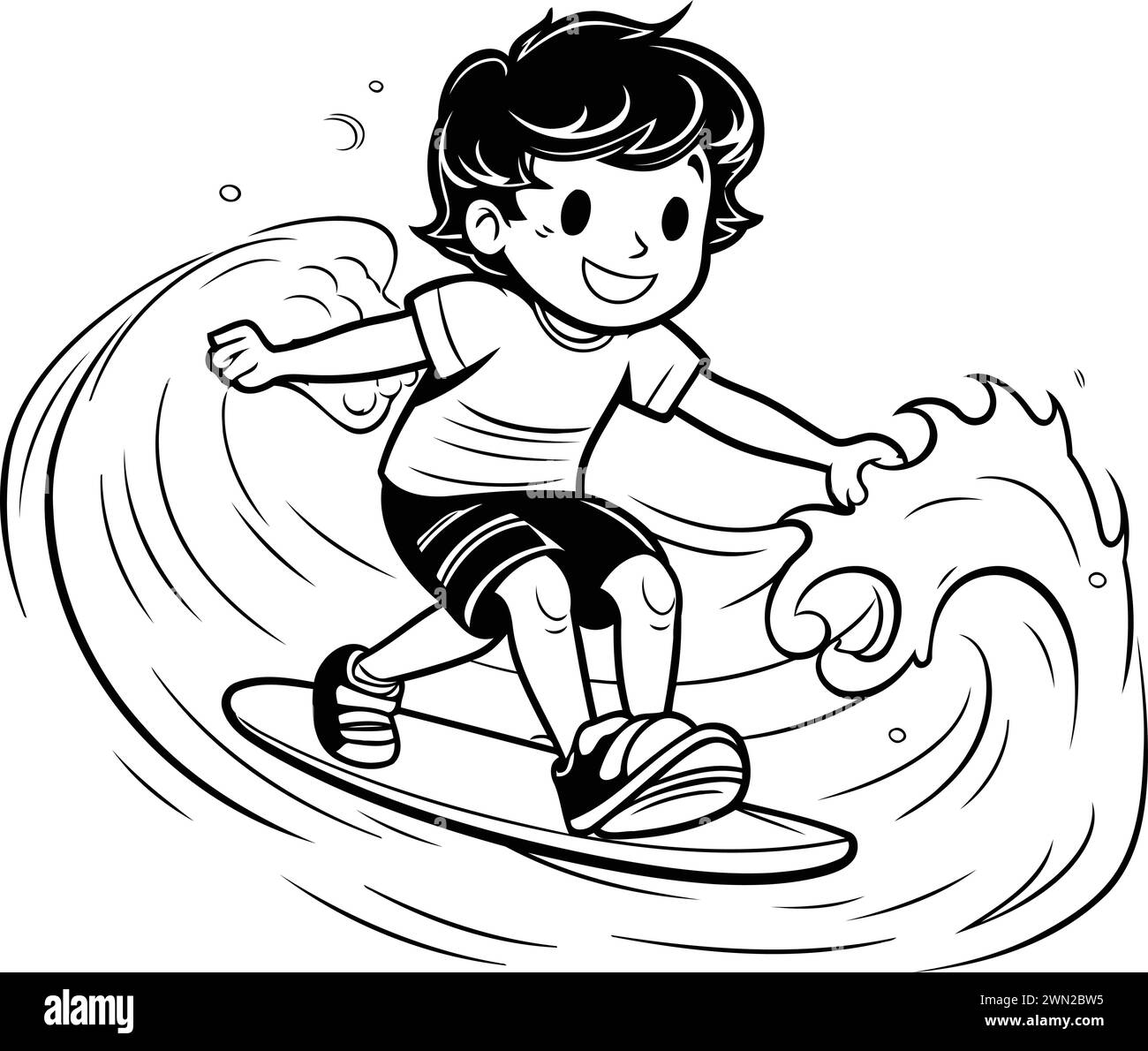 Surfing illustration book Black and White Stock Photos & Images - Alamy