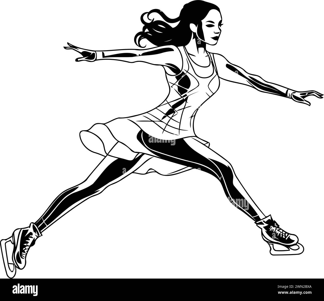 Girl figure skating vector vectors hi-res stock photography and images ...