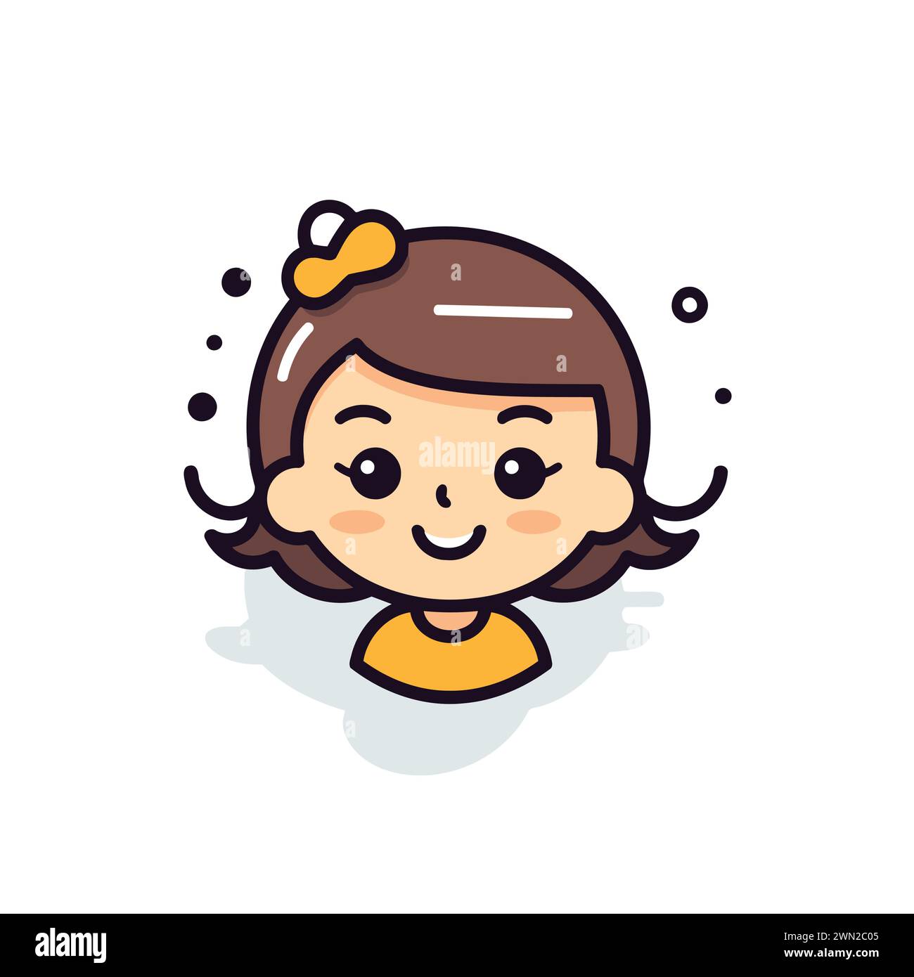 Cute girl face. Vector illustration. Isolated on white background Stock ...