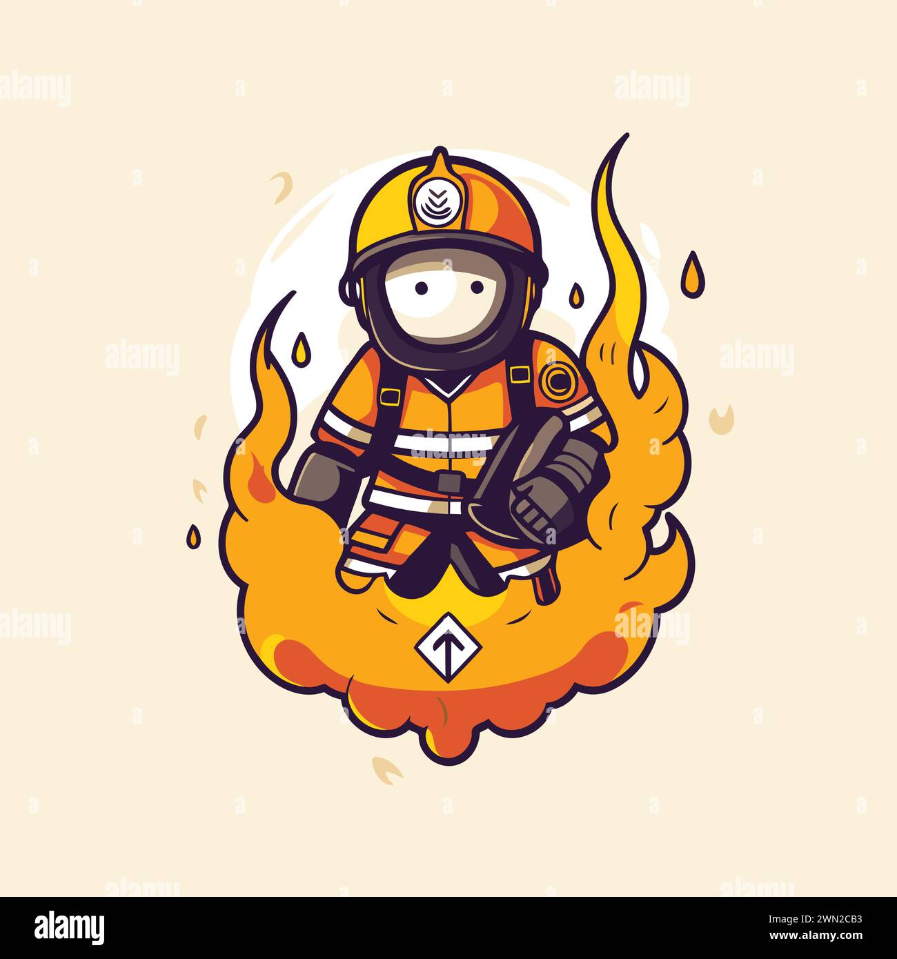 Cartoon fire fighter with fire Stock Vector Images - Alamy