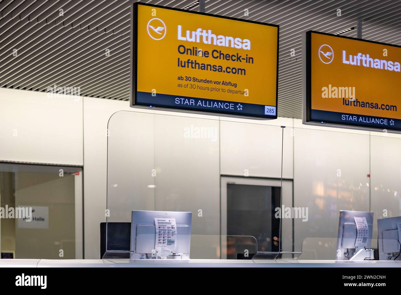 Frankfurt Airport, Germany - February 19, 2024: an empty Lufthansa ...