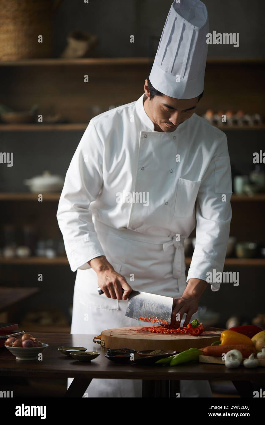 Cook making dishes in the kitchen Stock Photo - Alamy