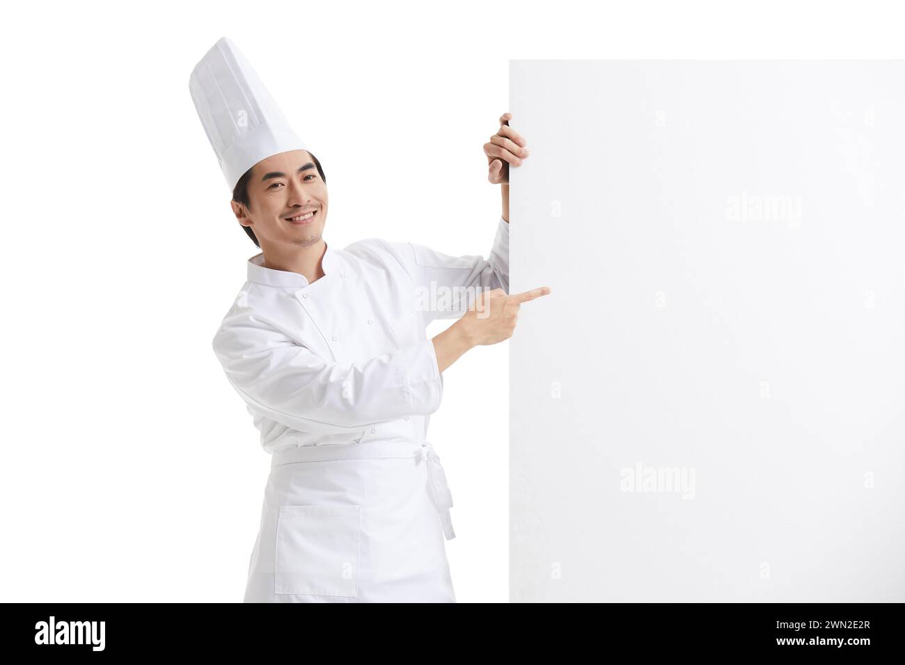 Chef with white board Stock Photo - Alamy