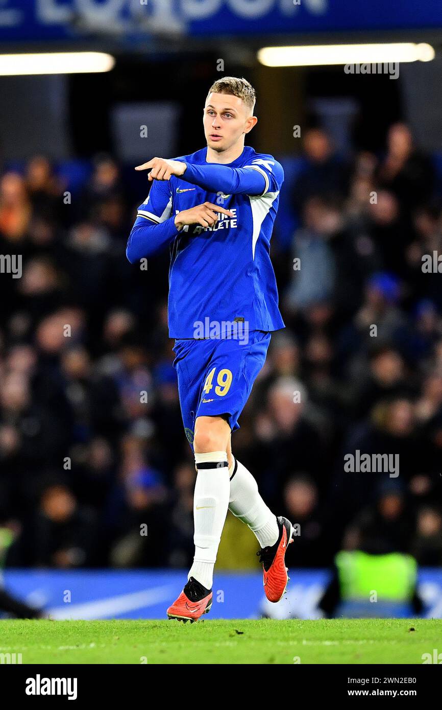 London, UK. 28th Feb, 2024. Jimi Tauriainen of Chelsea is bought on ...
