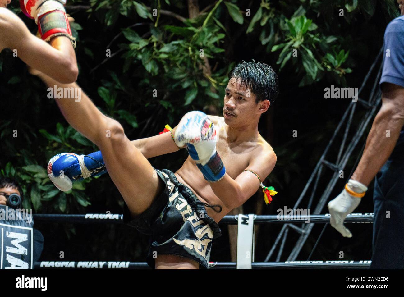 Koh Chang, Thailand. 24th Feb, 2024. Thai boxer Liem Petch seen in action during the Muay Thai ...