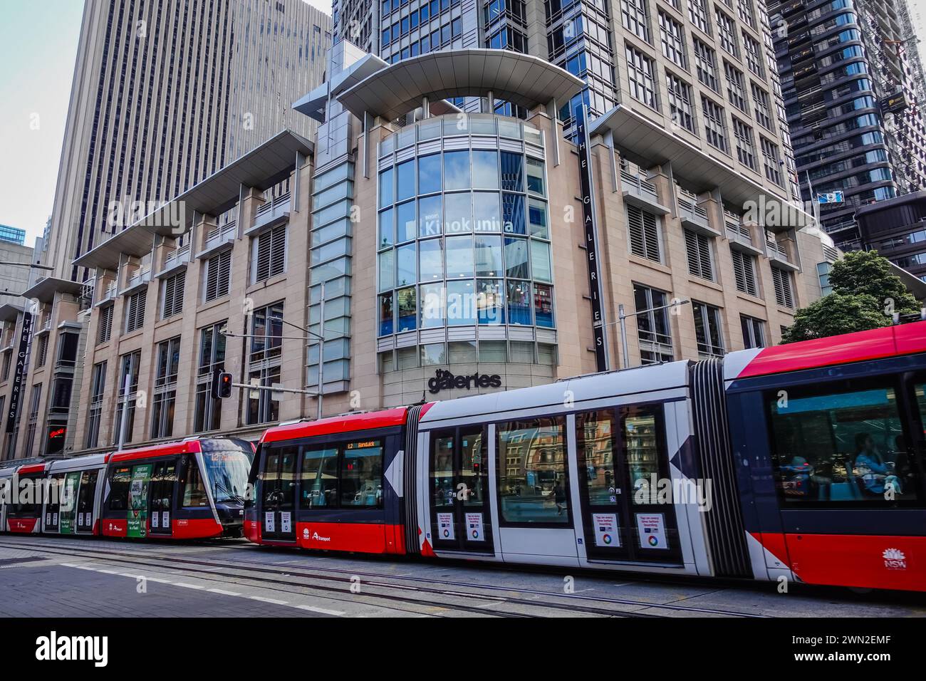 A Sydney Light Rail train traversing George Street in Sydney, Australia ...