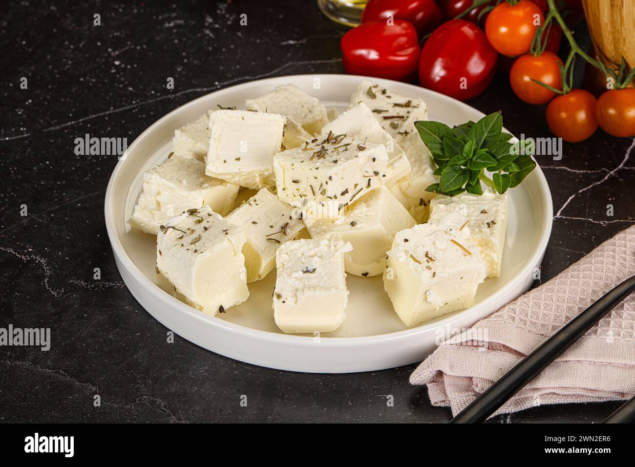 Cubes marinated feta cheese hi-res stock photography and images - Alamy