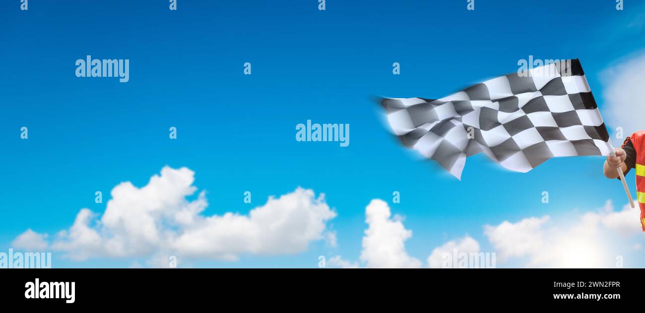 Racing flag against blue hi-res stock photography and images - Alamy