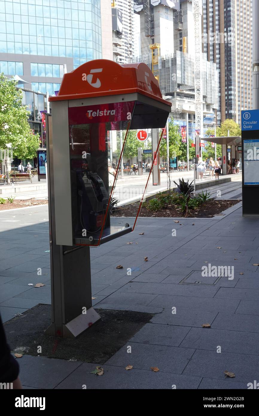 An outdoor Telstra public telephone booth located in Sydney, Australia ...