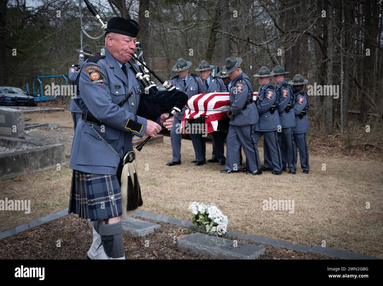 Canton, Georgia, USA. 27th Feb, 2024. Georgia State Troopers carry flag ...