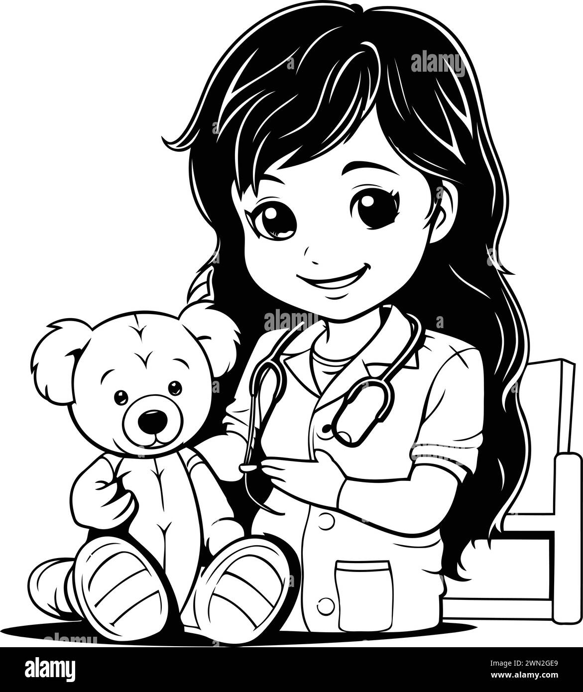 Stethoscope girl child Stock Vector Images - Alamy