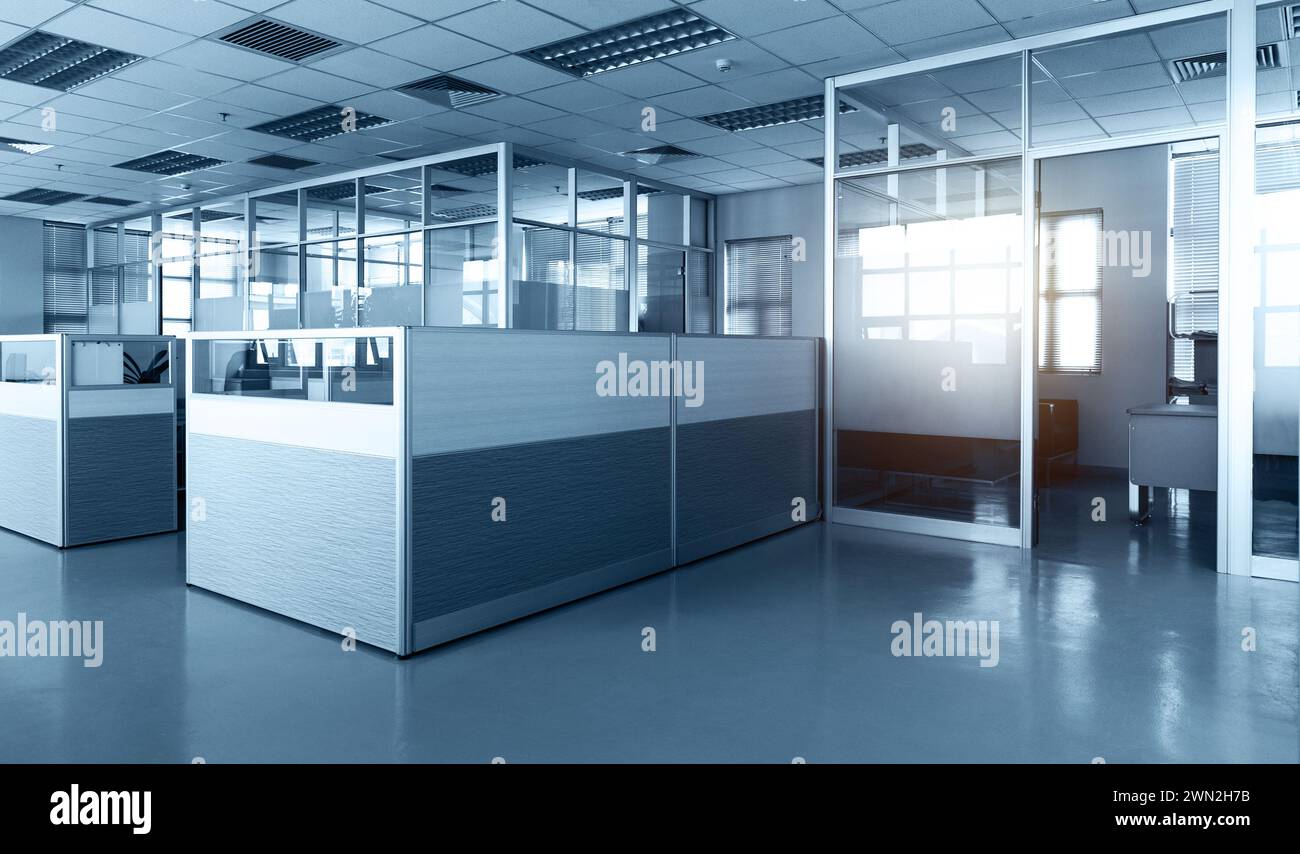 Modern office work place interior Stock Photo - Alamy