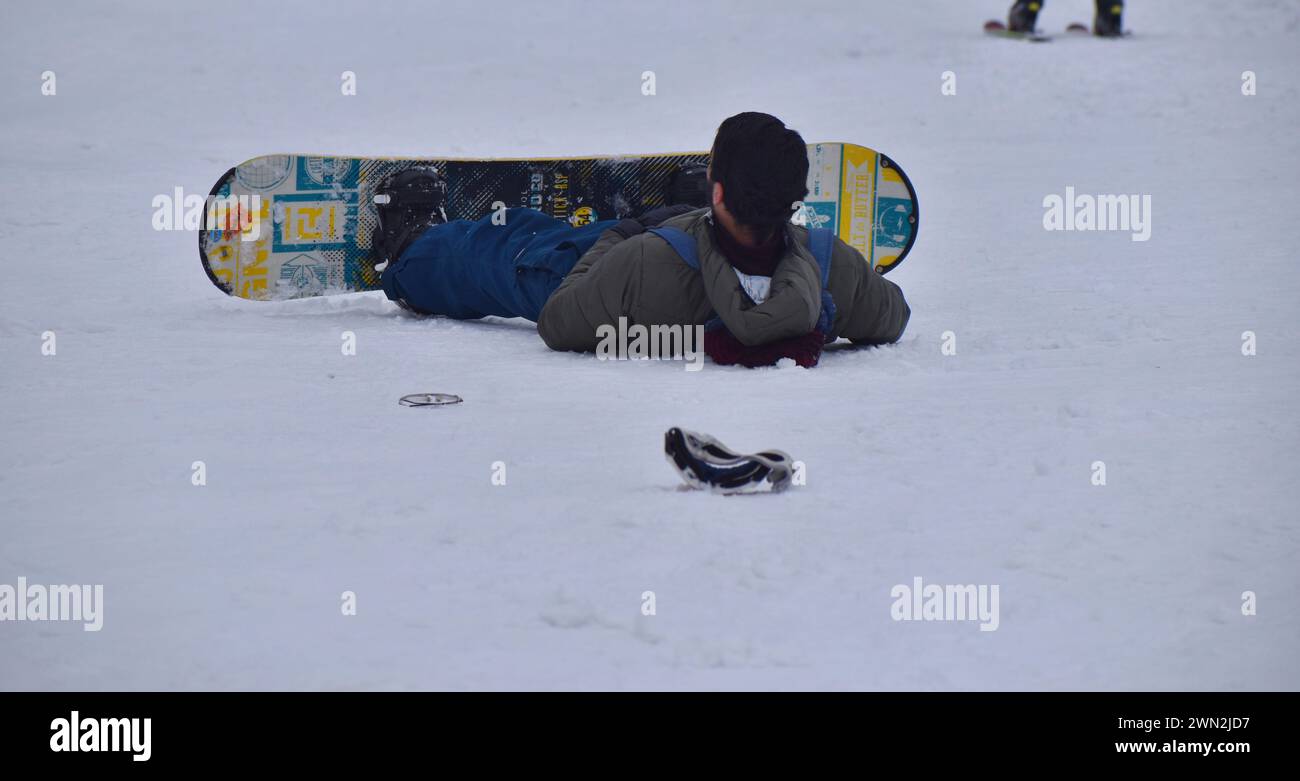 Non Exclusive: February 28, 2024, Gulmarg, India: A tourist enjoys ...