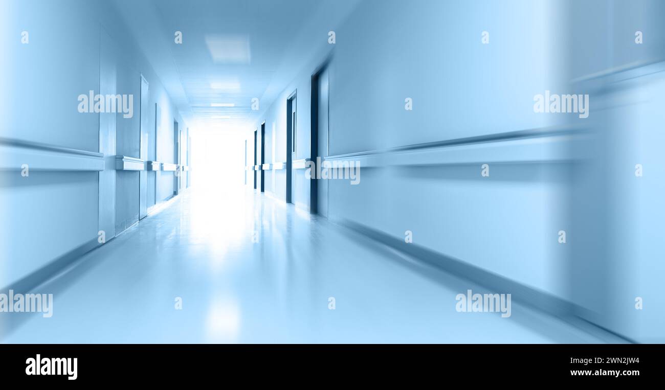 Interior of hospital research lab hallway Stock Photo - Alamy