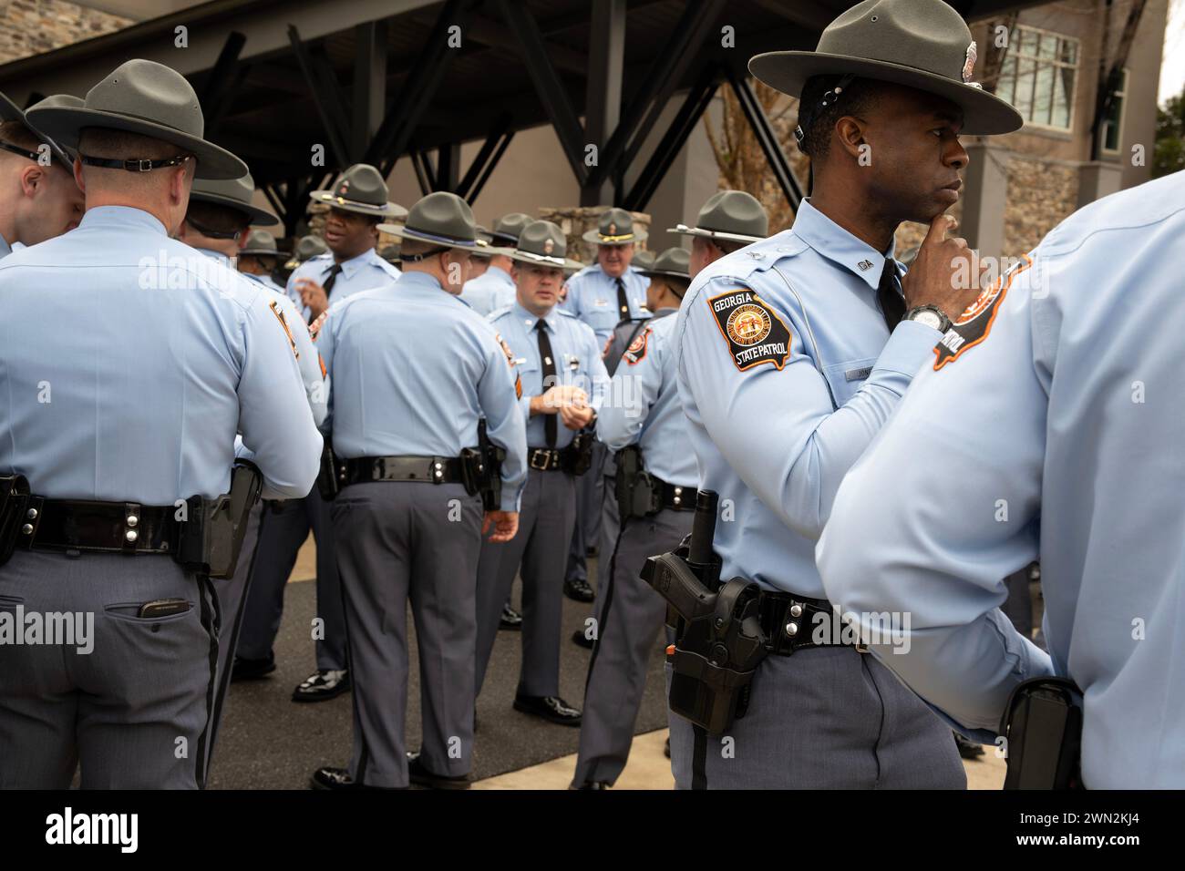 Canton, Georgia, USA. 27th Feb, 2024. Georgia State Troopers gather ...