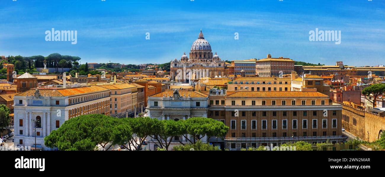 Panorama of Rome and Basilica of St. Peter in Vatican. Italy Stock ...