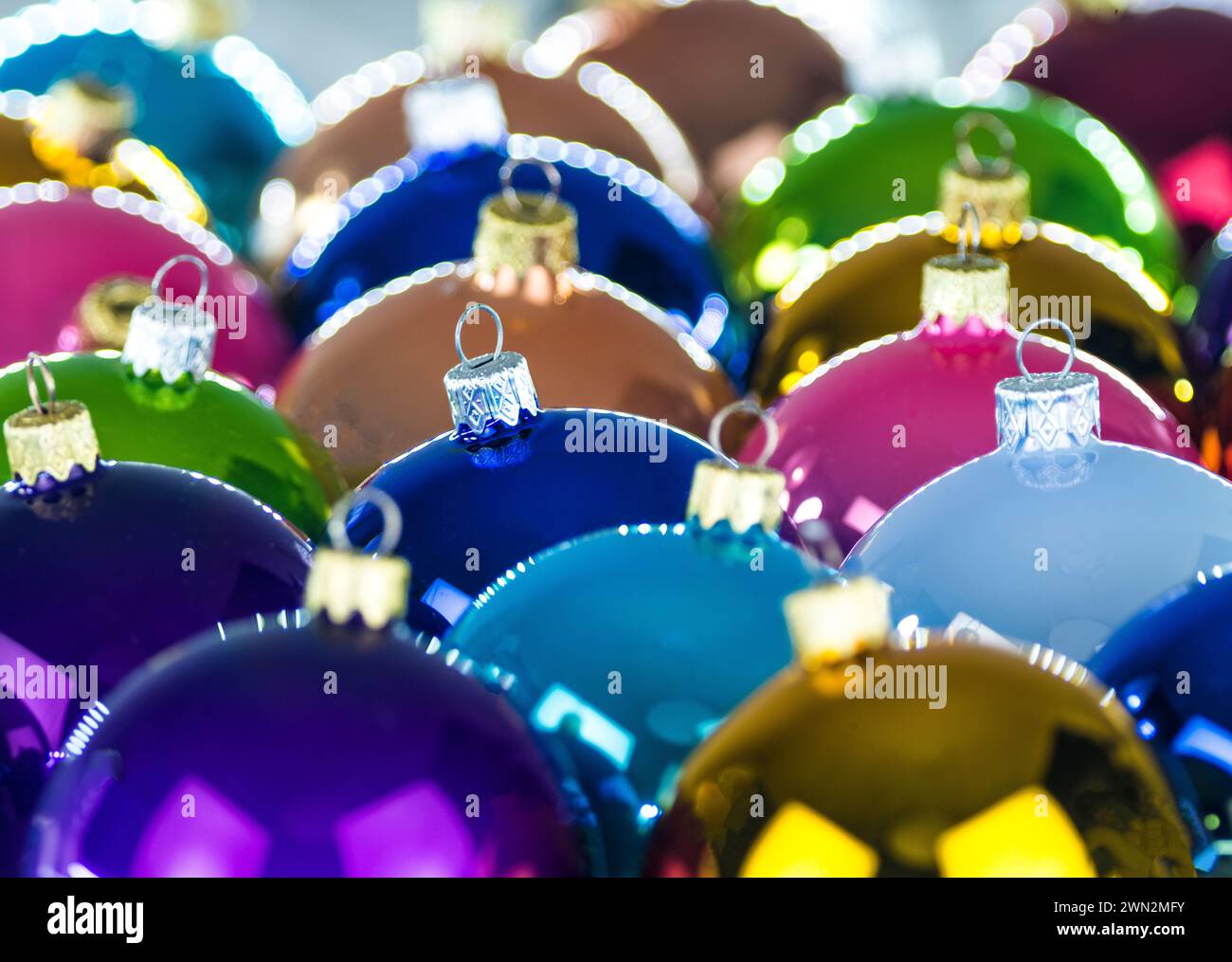 set Christmas spheres of color Stock Photo - Alamy