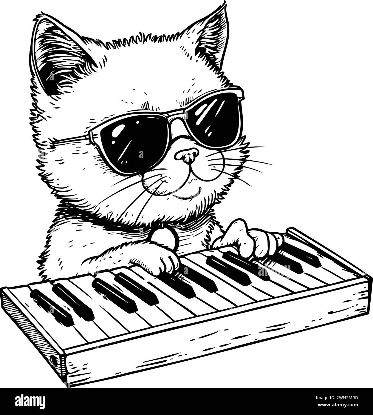 Cat piano Stock Vector Images - Alamy