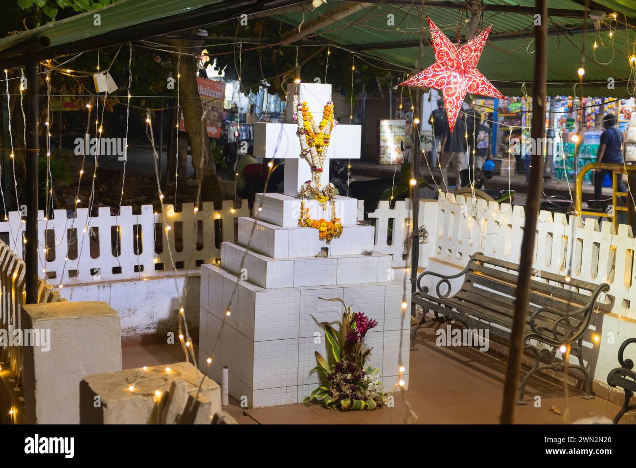 Shrine cross Colva Salcete Goa India Stock Photo - Alamy