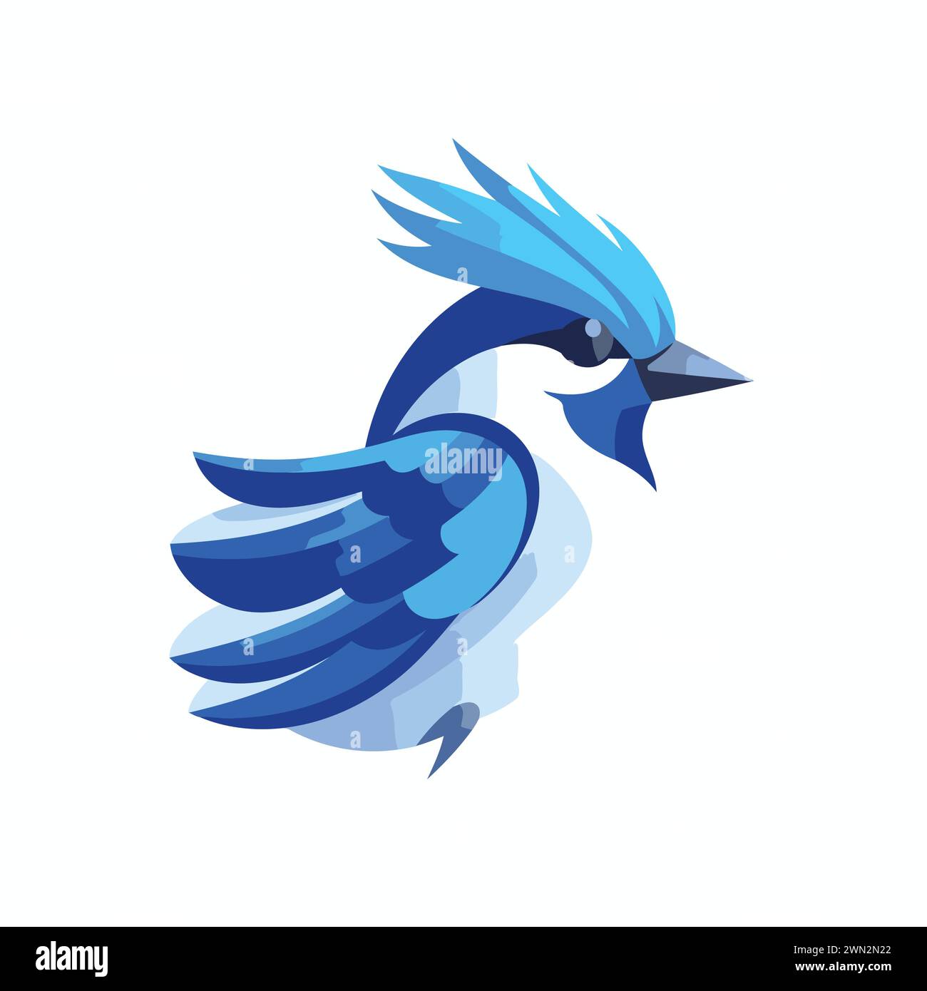 Blue bird in profile. cartoon vector Illustration isolated on a white ...